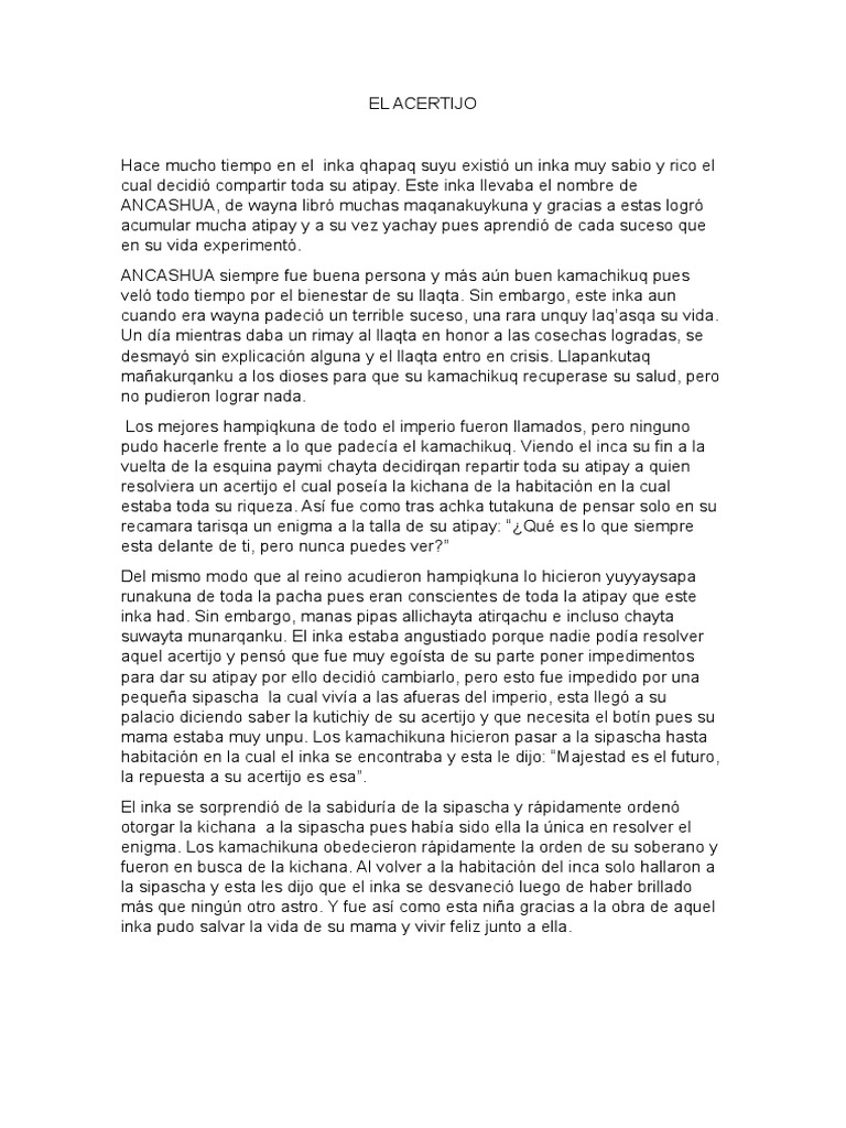 Cuento | PDF | Imperio Inca