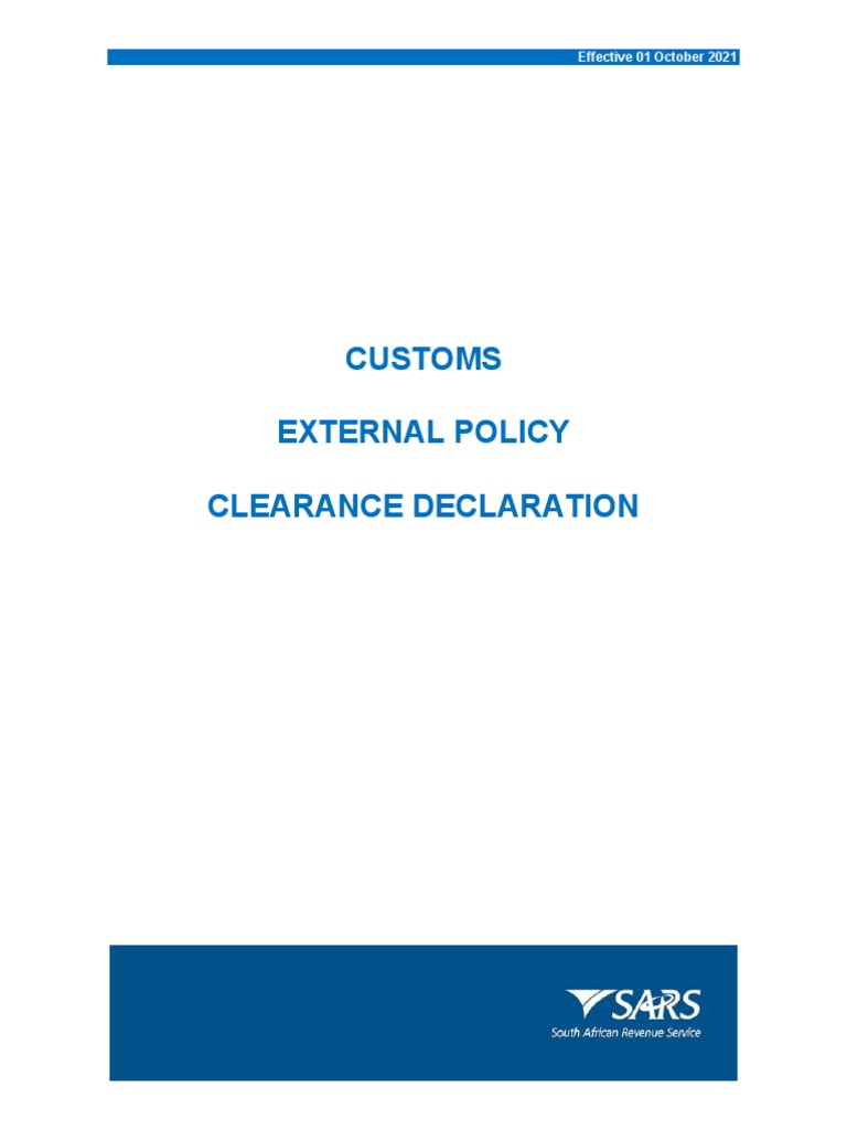 SC CF 55 Clearance Declaration External Policy | PDF