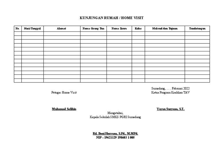 Format Laporan Home Visit | PDF