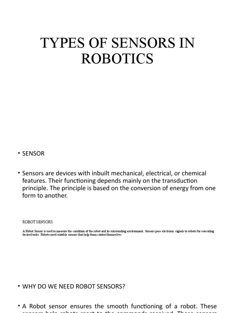 Types of Sensors in Robotics | PDF | Sensor | Force