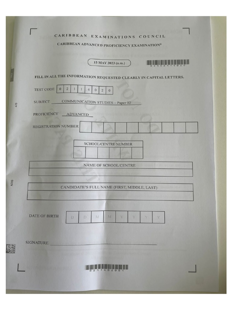 CAPE Communication Studies 2023 P2 | PDF