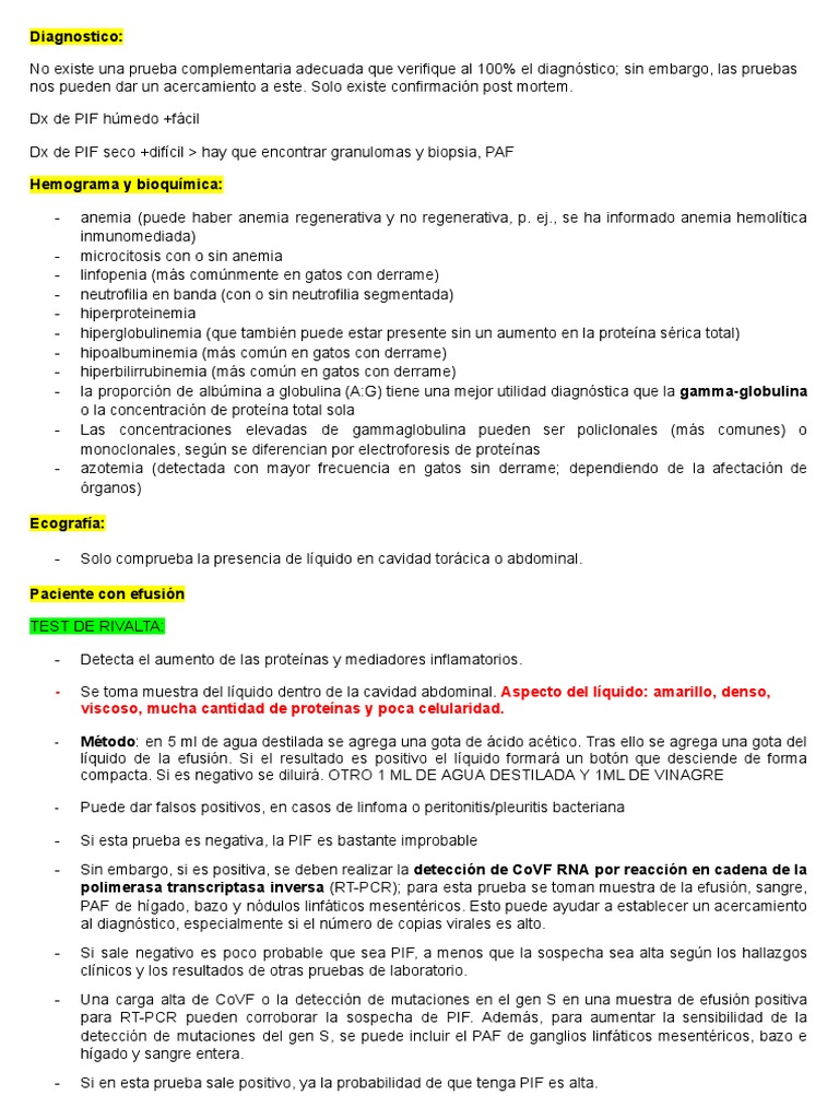 Diagnostico PIF | PDF | Diagnostico medico | Reacción en cadena de la polimerasa de ...