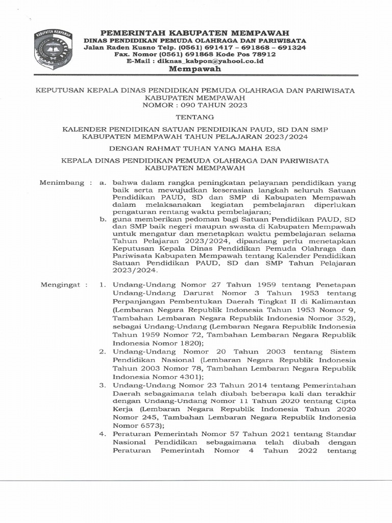 Kaldik 2023-2024 | PDF