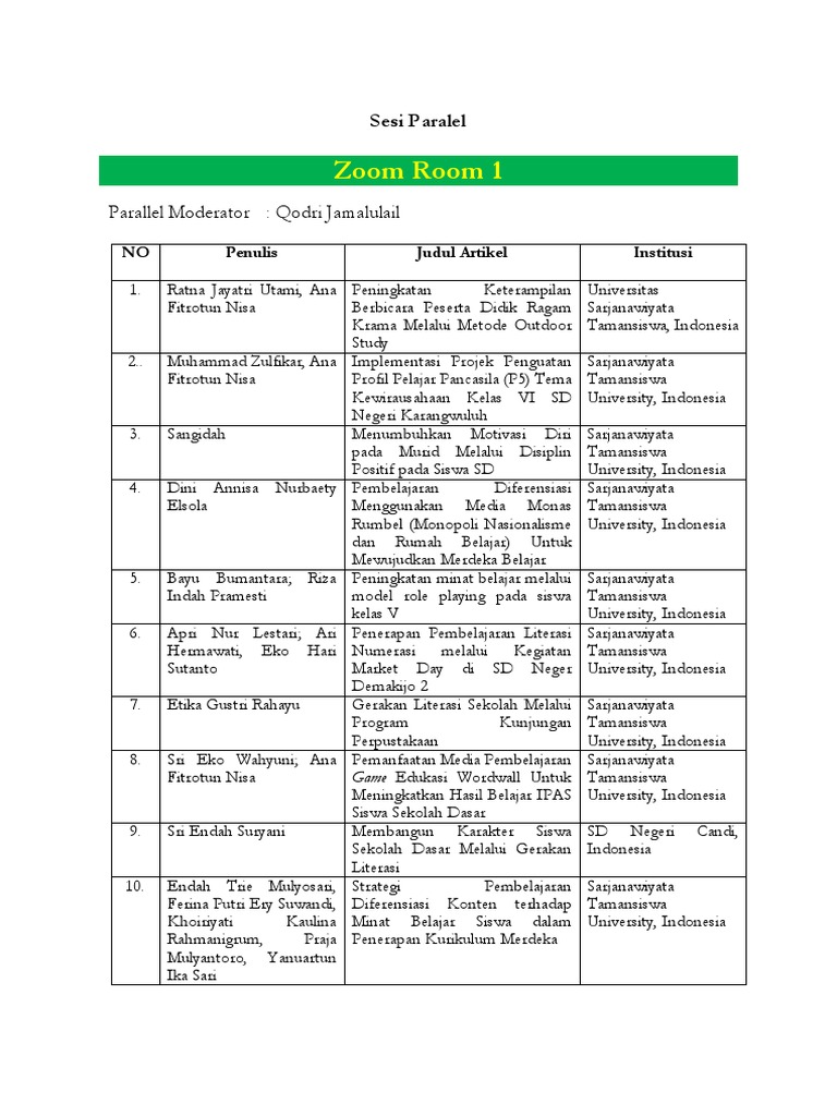 Pembagian Sesi Paralel | PDF