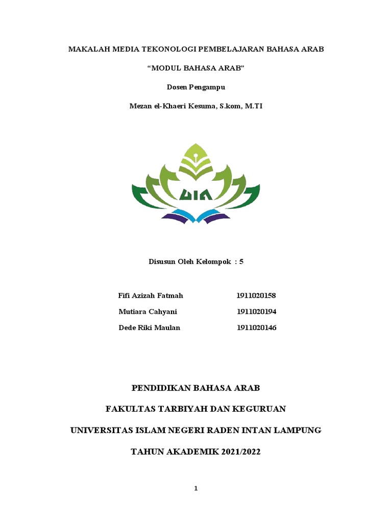 Makalah (Modul) Media Tekonologi Pembelajaran Bahasa Arab 5 | PDF Makalah (Modul) Media Tekonologi Pembelajaran Bahasa Arab 5 | PDF