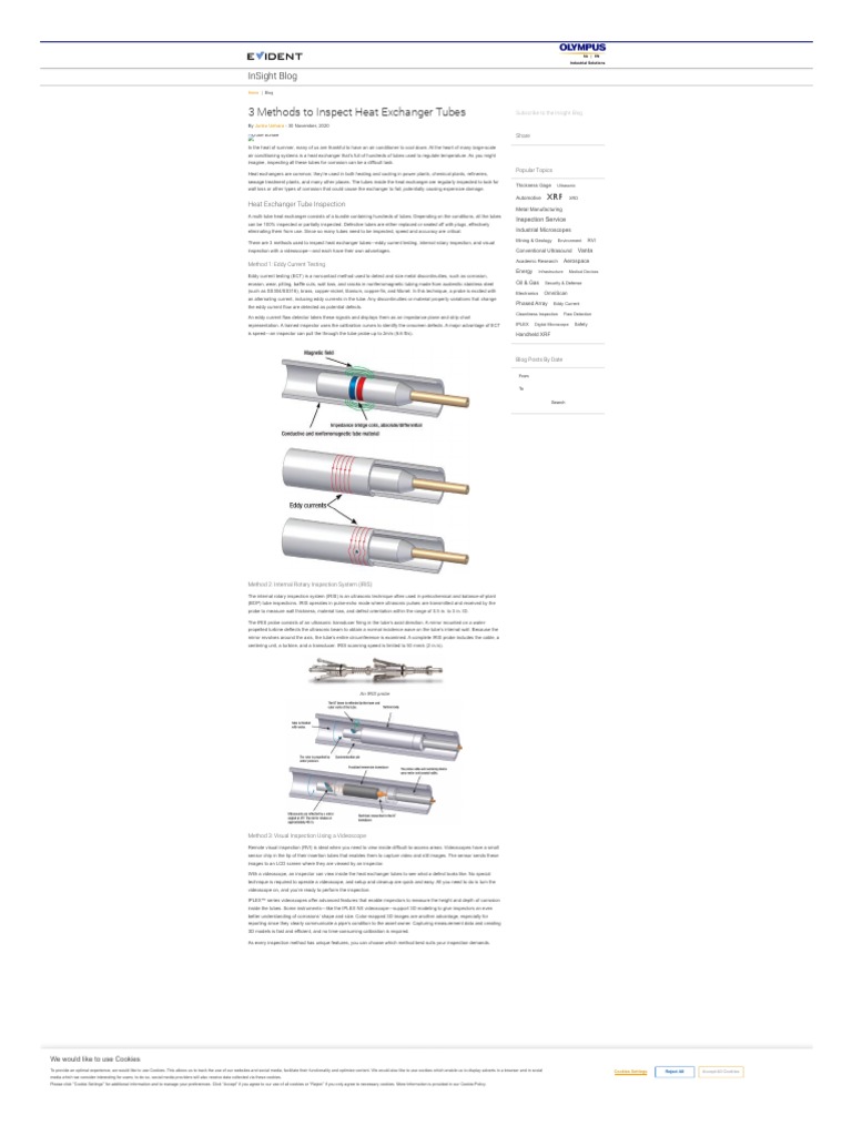 Heat Exchanger Tube Inspection Methods | PDF | Heat Exchanger | Http Cookie