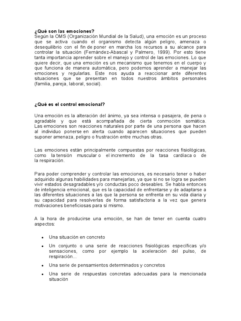 Qué Son Las Emociones Pdf Las Emociones Pensamiento