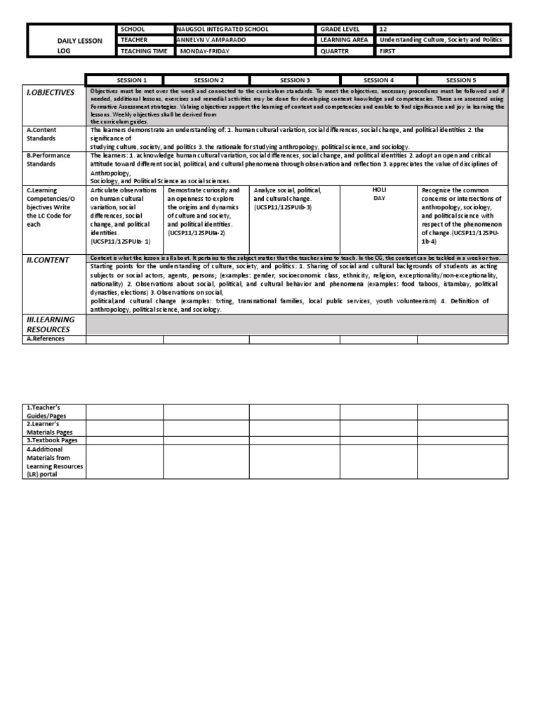 Ucsp Week 1 | PDF | Learning | Teachers
