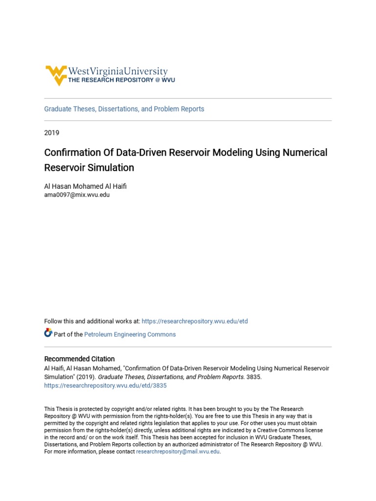 Confirmation of Data-Driven Reservoir Modeling Using Numerical Re | PDF ...