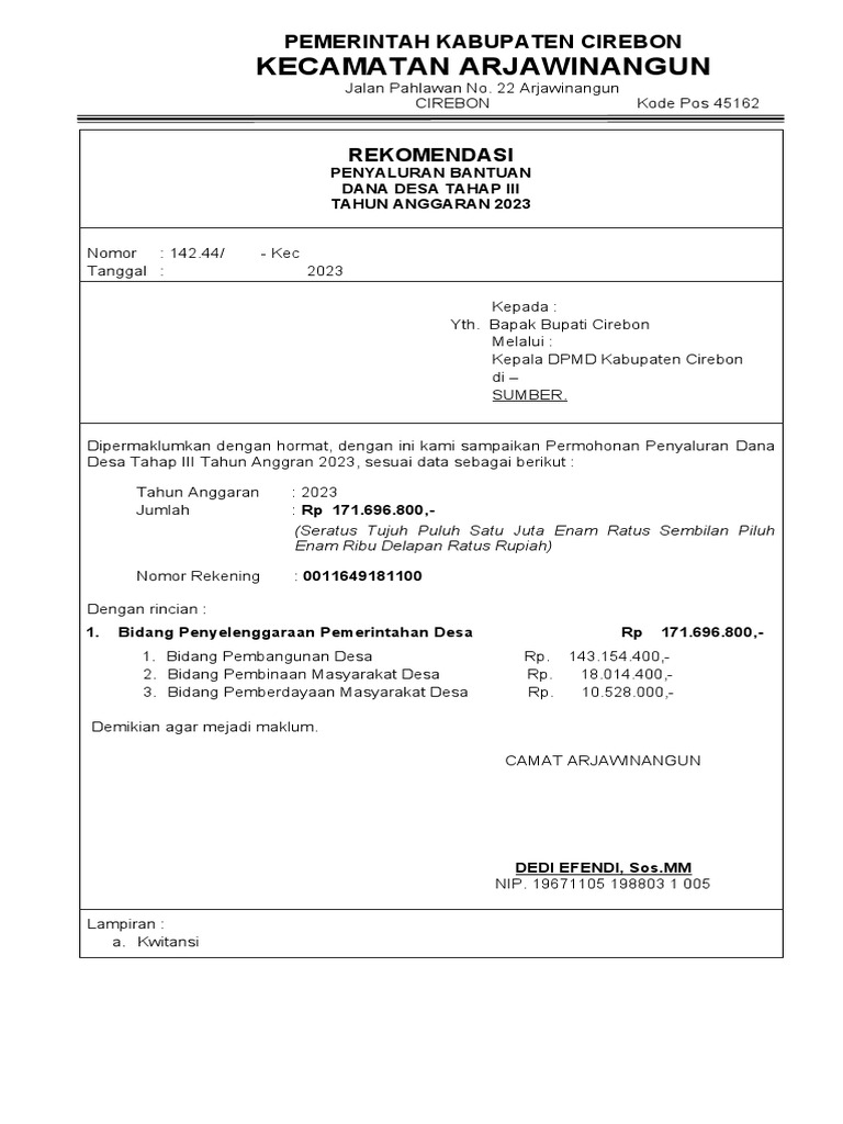 Rekomendasi Camat | PDF