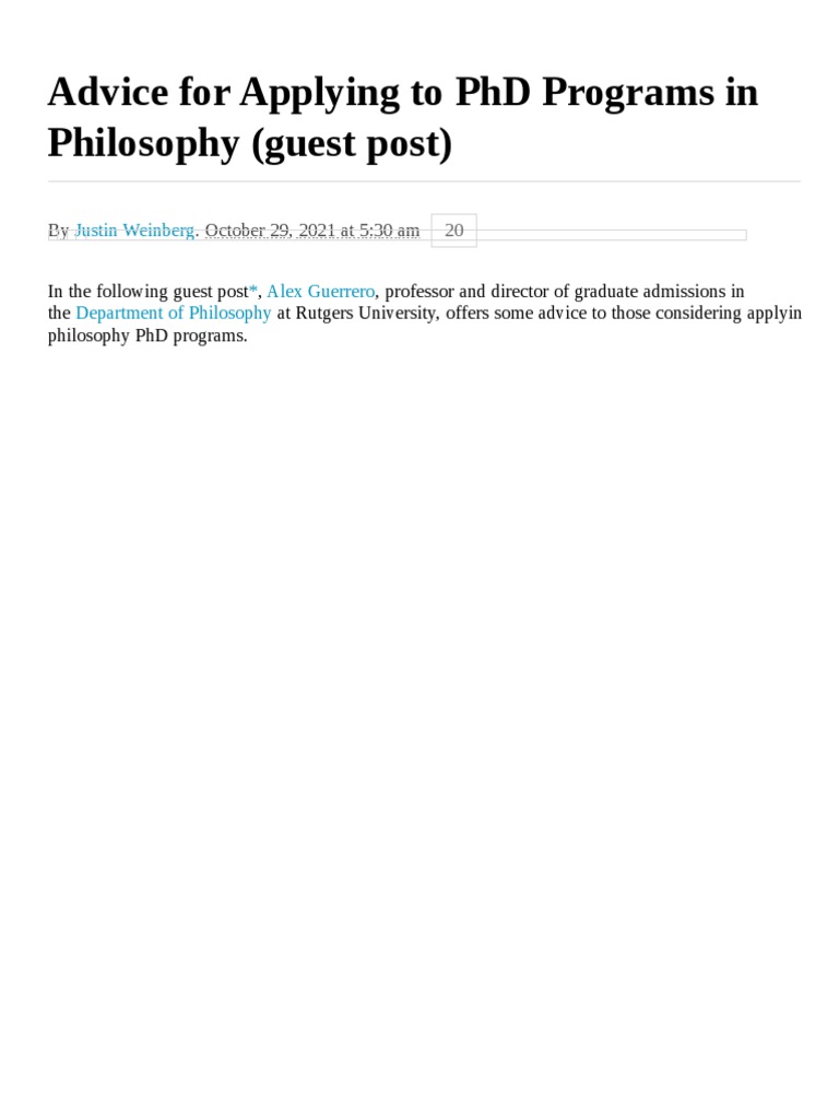 Advice For Applying To PHD Programs in Philosophy (Guest Post) - Daily ...