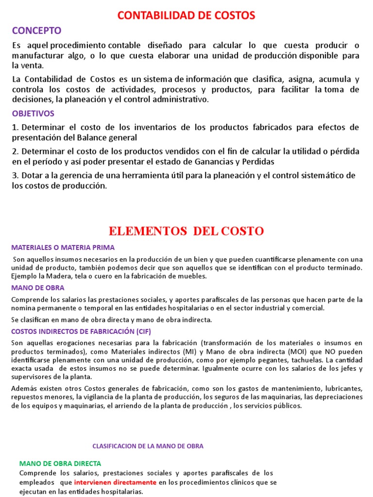 Presentacion Generalidades Contabilidad de Costos | PDF | Contabilidad de costos | Costo