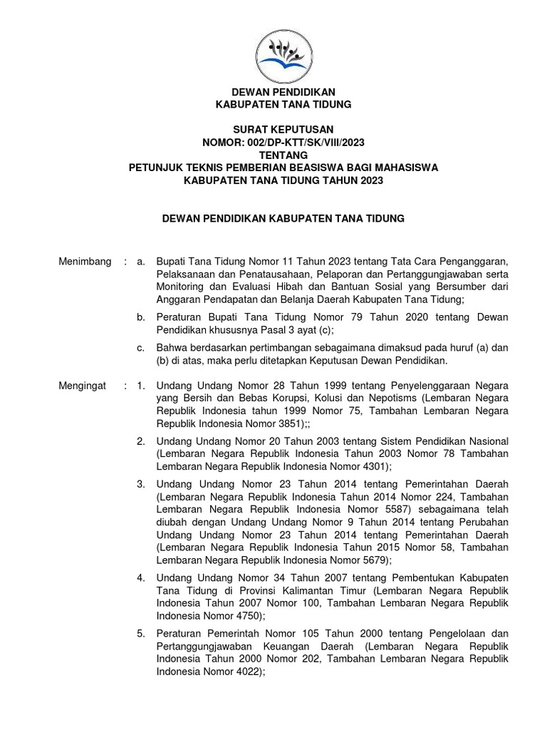 Petunjuk Teknis Beasiswa KTT 2023 V1 | PDF | Bisnis | Pengelolaan Keuangan & Uang