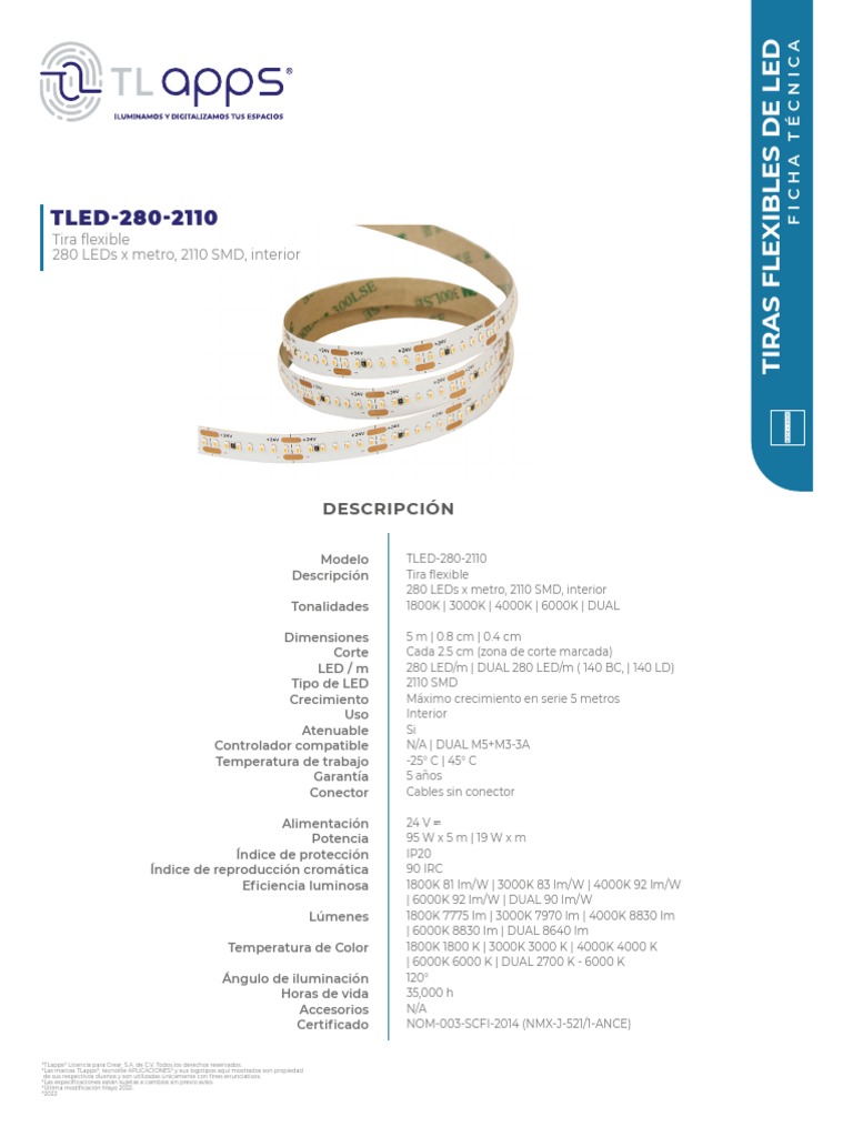 Ficha Tecnica Tled 280 2110 | PDF | Diodo emisor de luz | Componentes