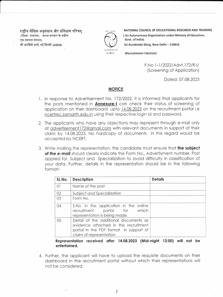 Notice Status of Screening Applications07-08 172 2022 | PDF | Science ...