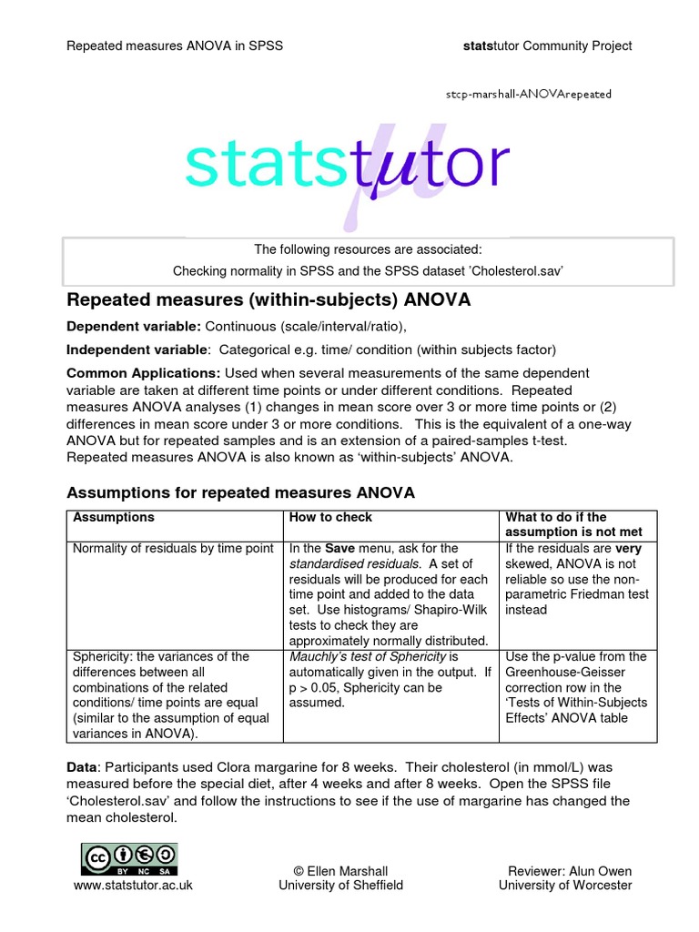 Repeated Measures ANOVA Guide | PDF | Analysis Of Variance | Multivariate Statistics