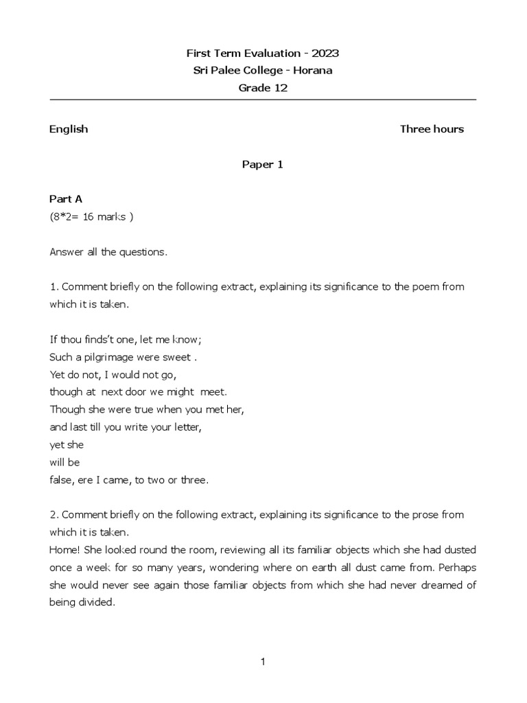 Grade 12 - First Term Test - English | PDF | Politics | Social Science