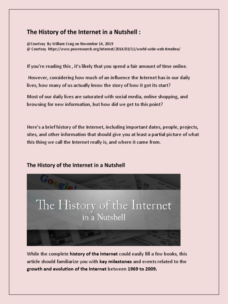 WT UNIT 1 Lecture 1.1 The History of The Internet in A Nutshell | PDF ...