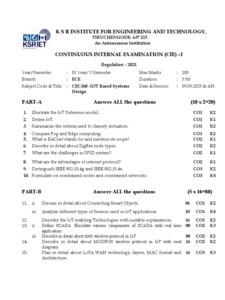 Cie - Set 2 | PDF | Internet Of Things | Information And Communications ...