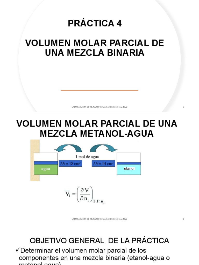 Presentacion Practica Volumen Molar Parcial 2023 | PDF | Densidad ...