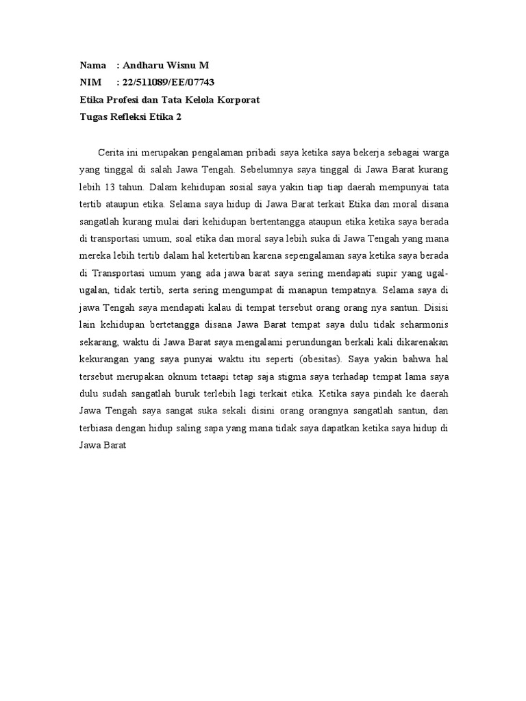 Tugas Refleksi 1_Andharu Wisnu Murti_PPAk 45 | PDF