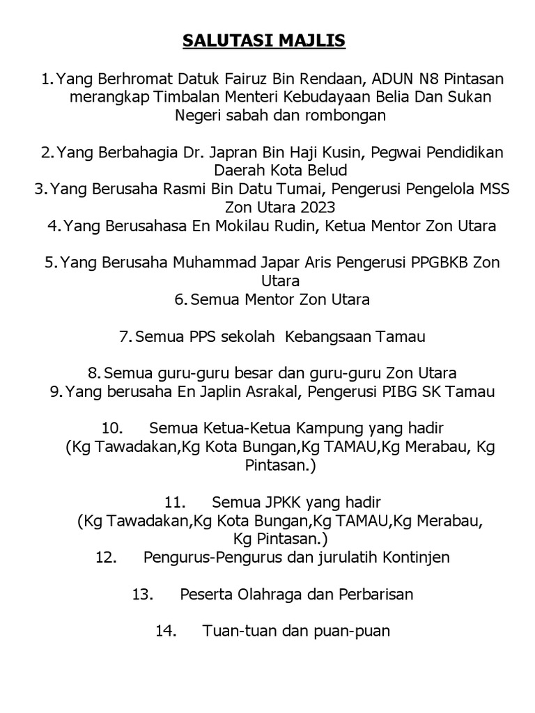 Salutasi Majlis | PDF