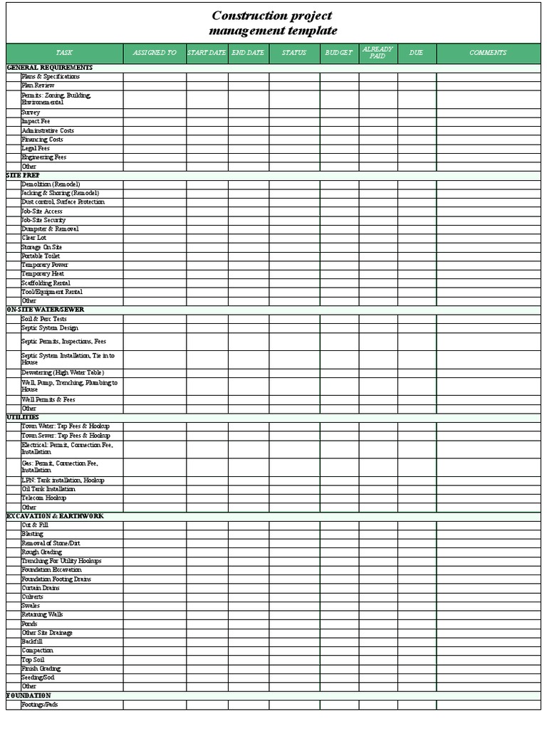 Construction Project Management Template | PDF | Framing (Construction ...