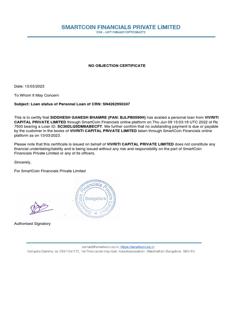 Loan Noc 8abecft | PDF