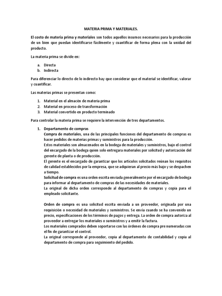 Control y Costos de Materia Prima | PDF | Inventario | Costo