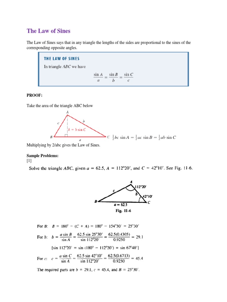 01 Law of Sines and Cosines (Notes) | PDF