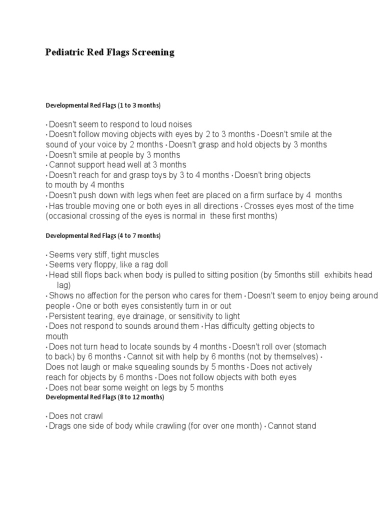 Pediatric Red Flag Screening | PDF