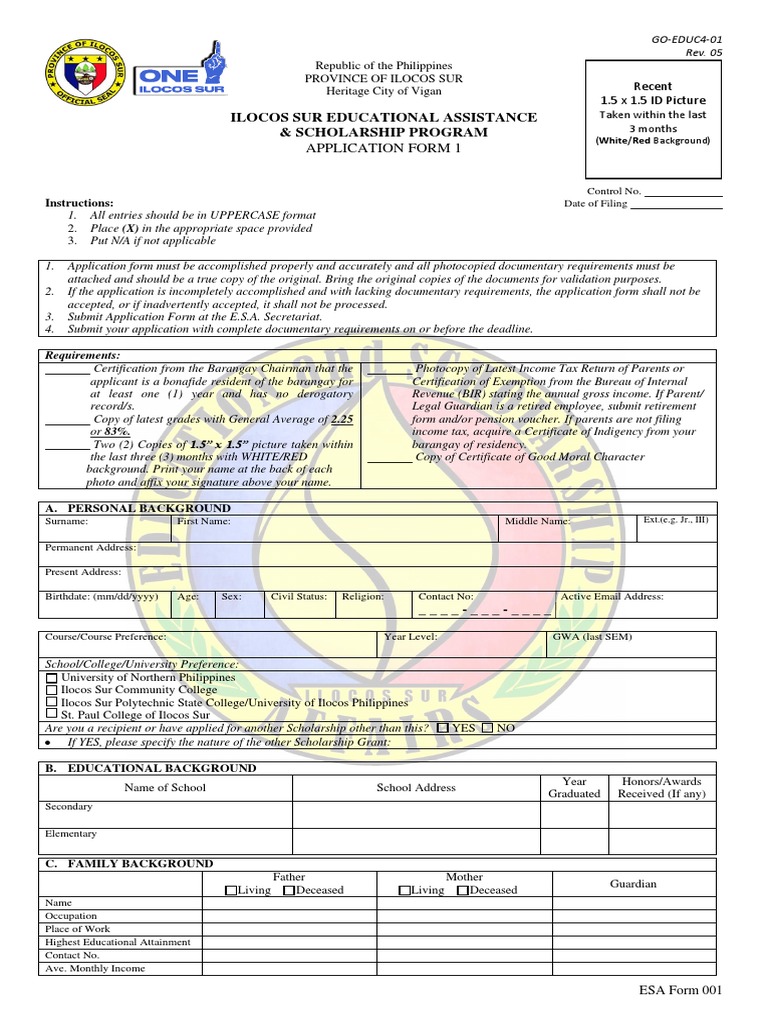 Ilocos Sur Scholarship Application Form | PDF | Government | Justice