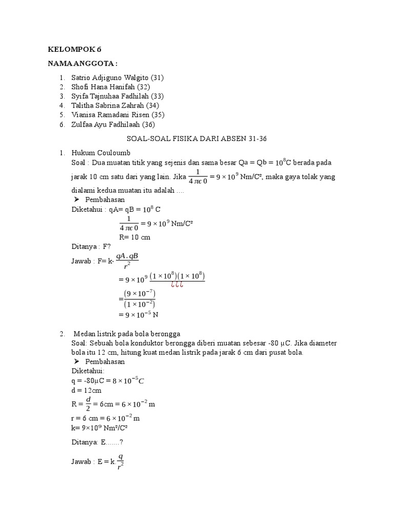Soal Uh Fisika Kel 6 | PDF
