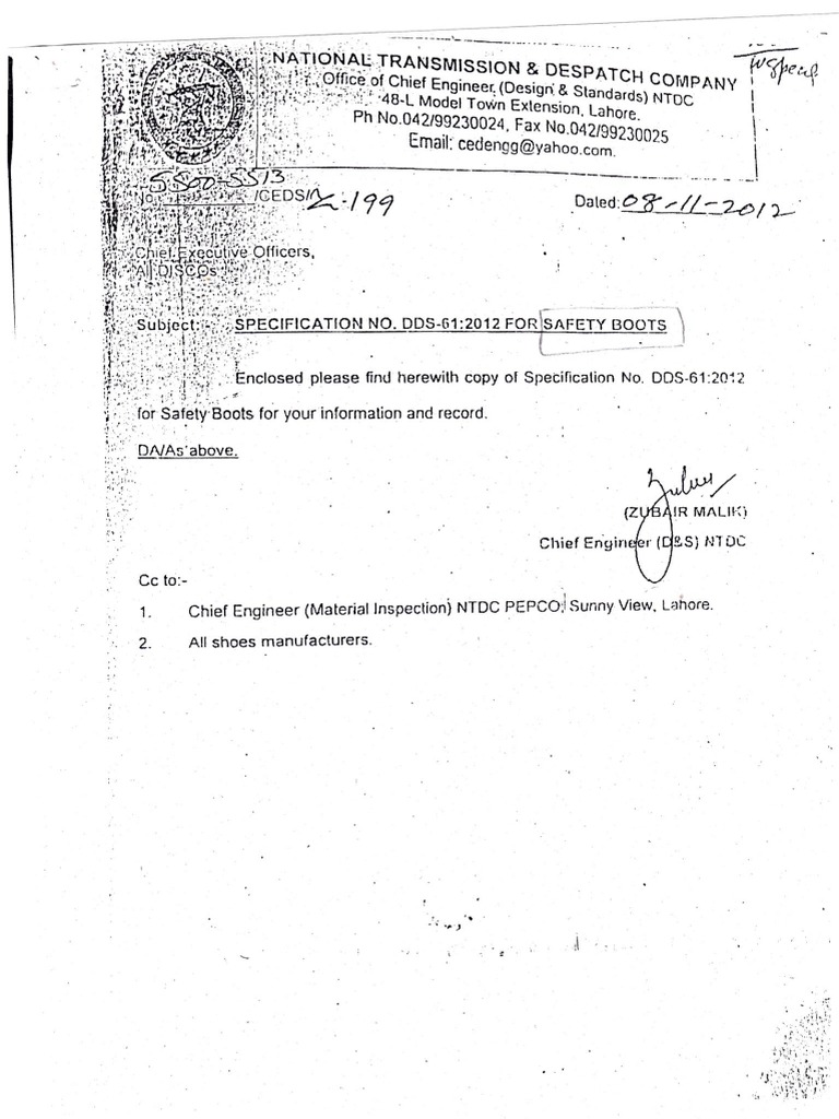 WAPDA Spec DDS-61 2020 - Safety Boots | PDF | Insulator (Electricity) | Secondary Sector Of The ...