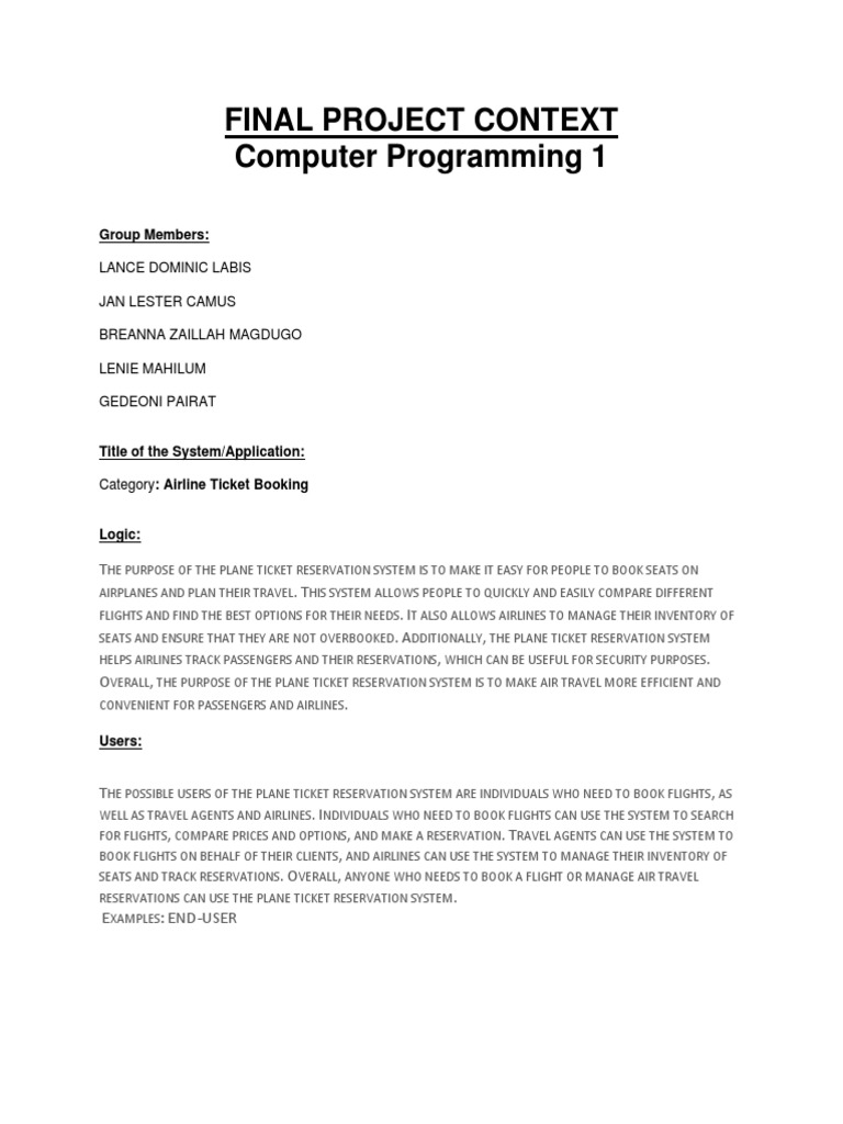 Airline Ticket Booking BSIT - 1B | PDF | Databases | Information