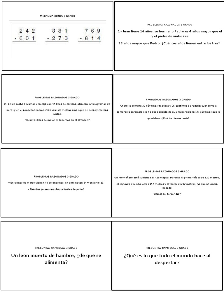 Problemas Razonados 3º Grado | PDF