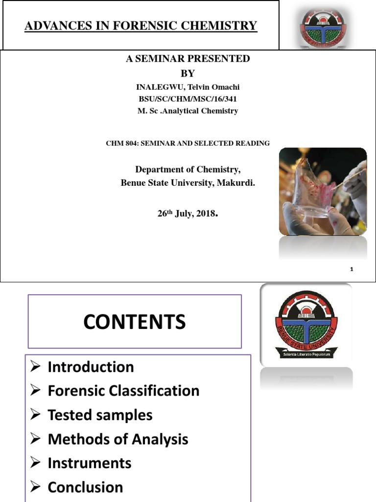 Advances in Forensic Chemistry: A Seminar Presented BY | PDF | Forensic Science | Analytical ...