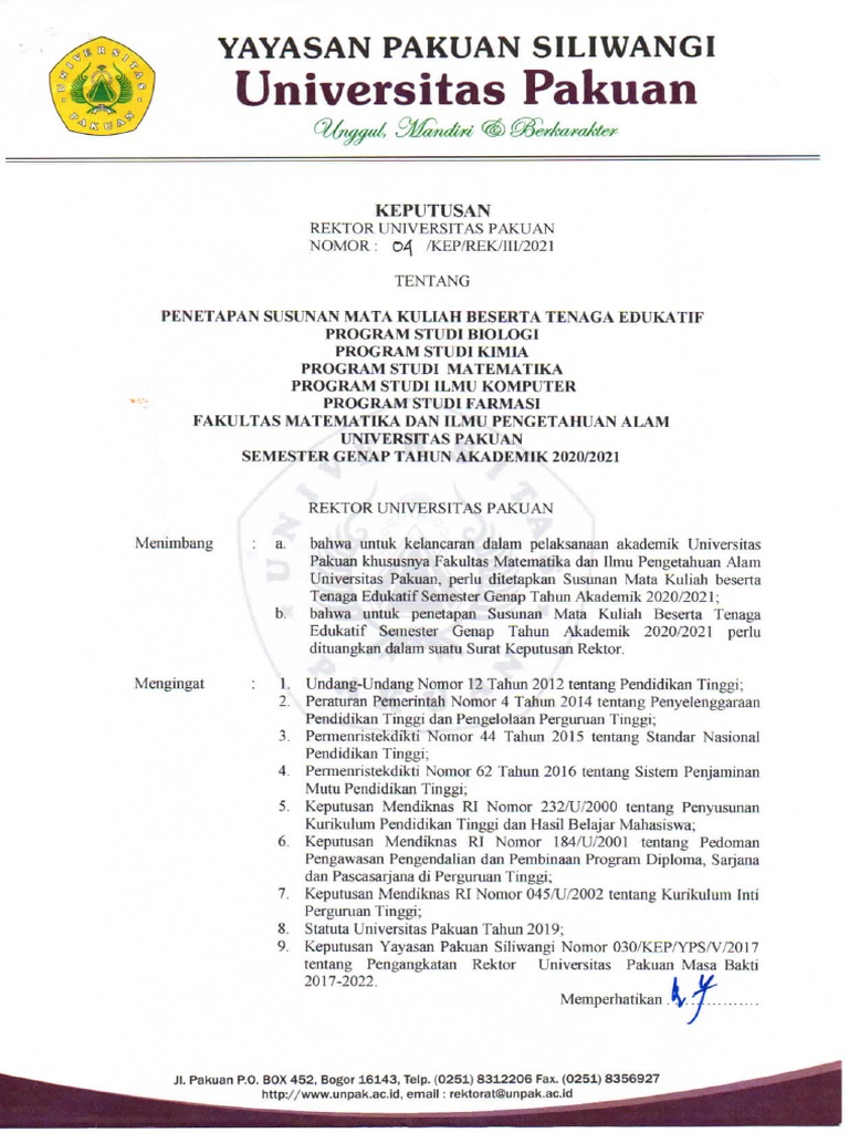 04 - SK Mengajar FMIPA SMT Genap 2020-2021 | PDF