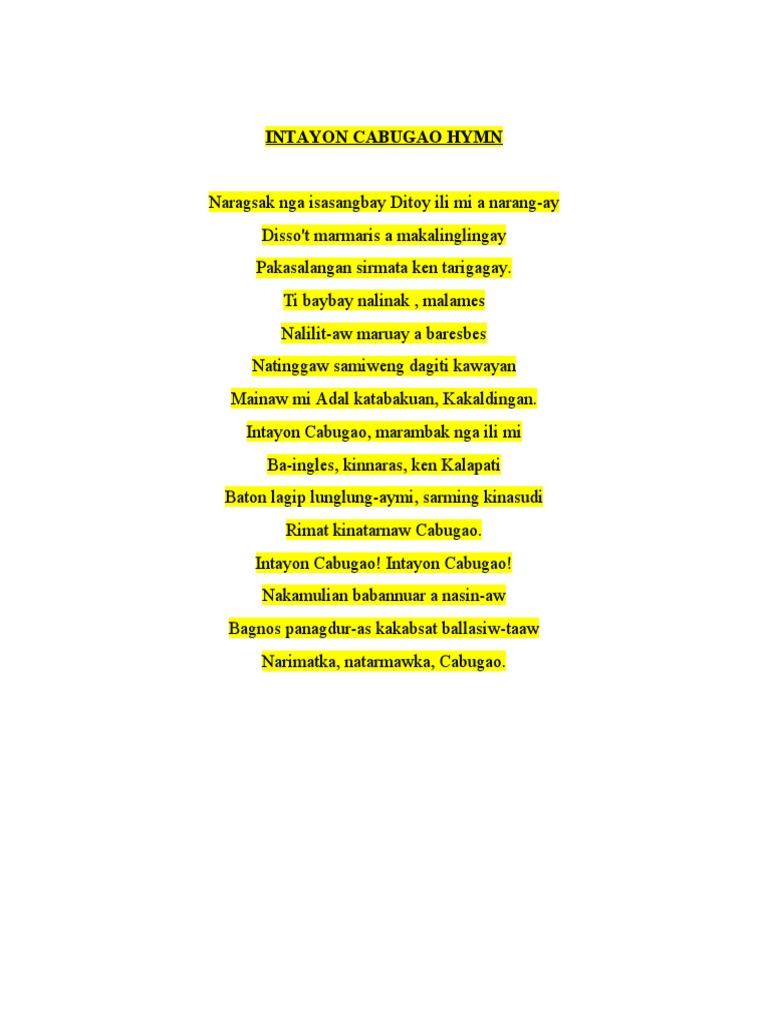 Intayon Cabugao Hymn | PDF