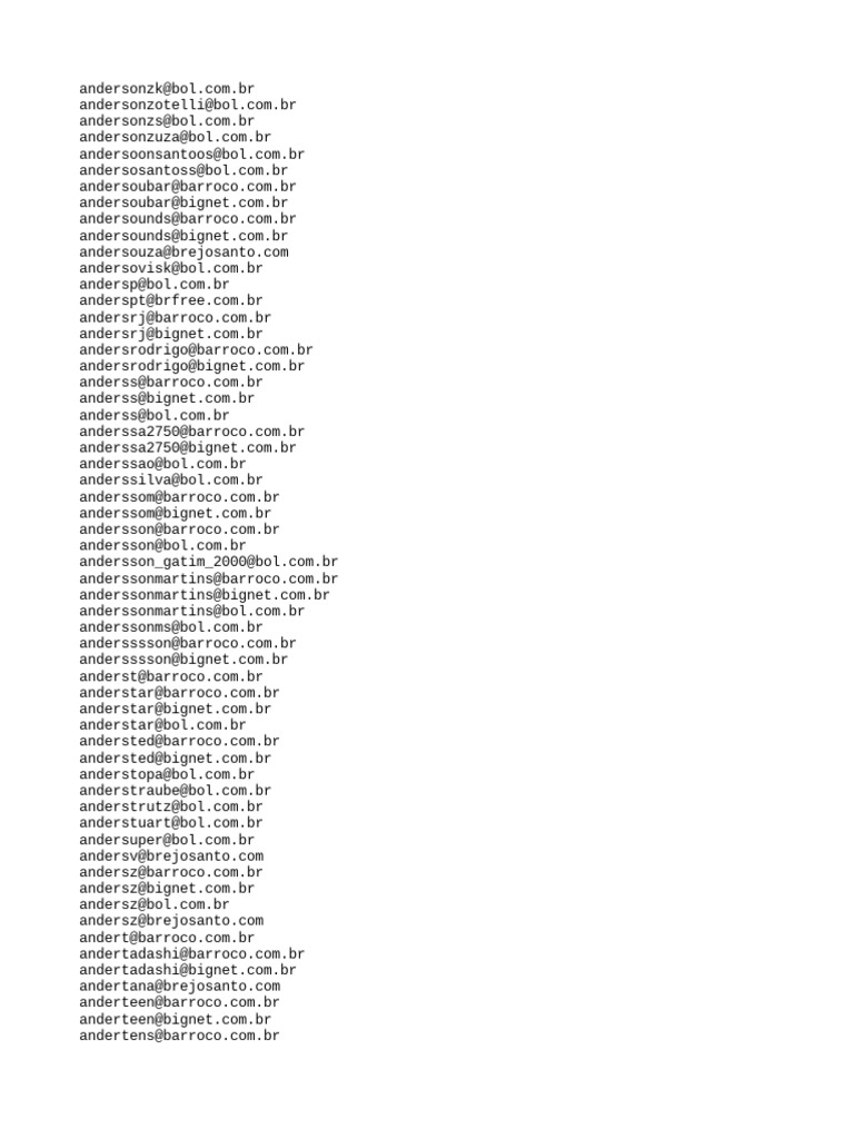 Lista de Emails Andersons | PDF
