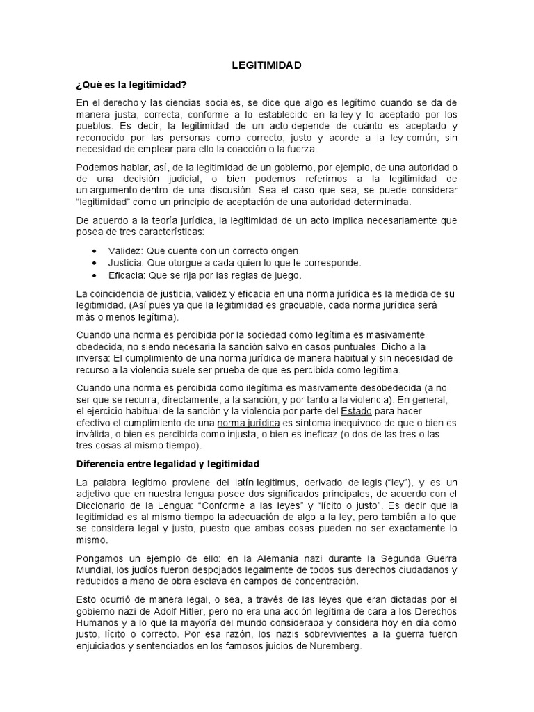 LEGITIMIDAD | PDF | Legitimidad (política) | Estado (política)