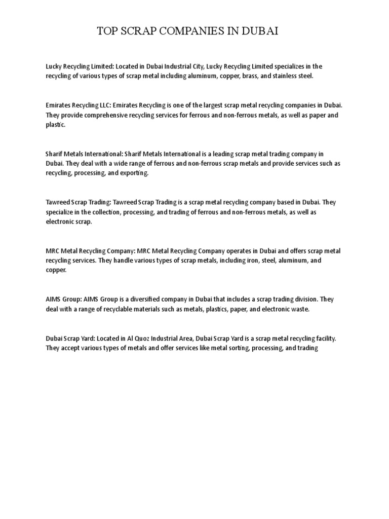 Top Dubai Scrap | PDF