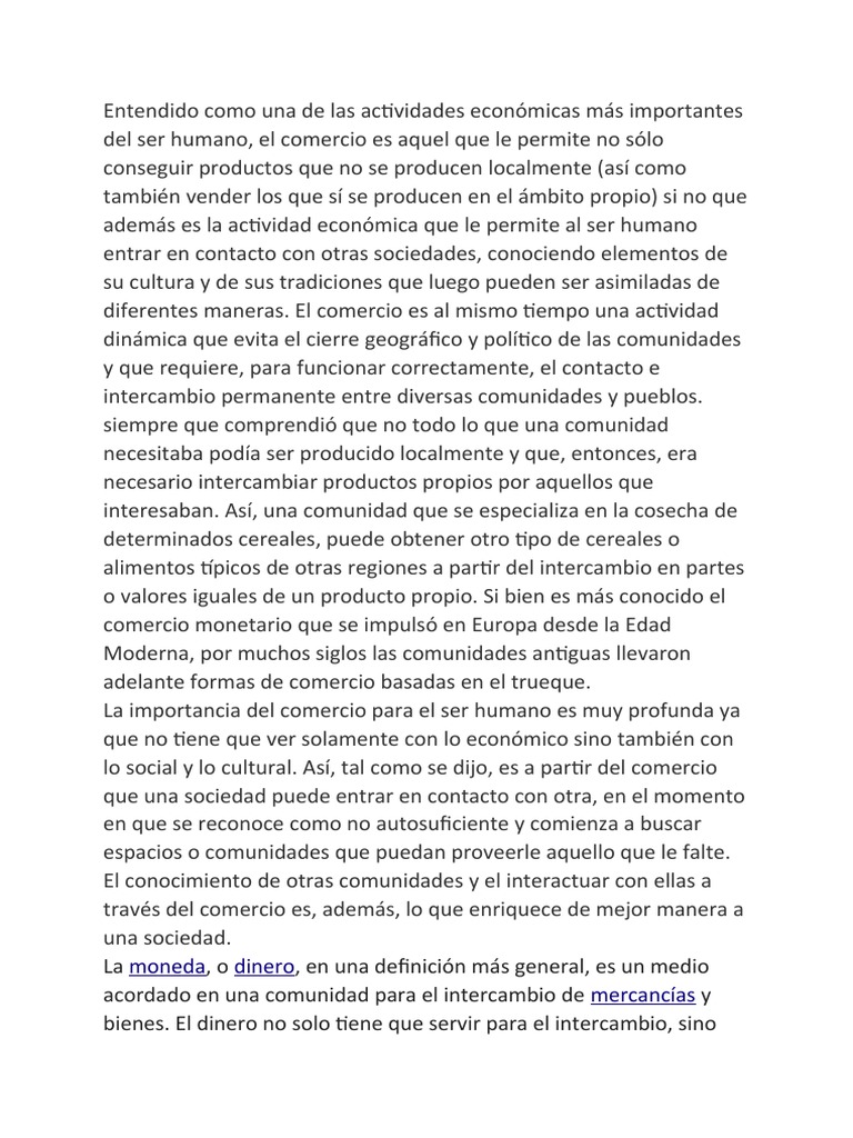 Importancia y Tipos de Comercio | PDF | Comercio | Permuta