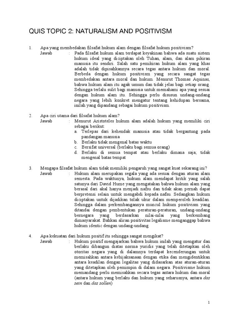 Filsafat Hukum Naturalism and Positivism | PDF