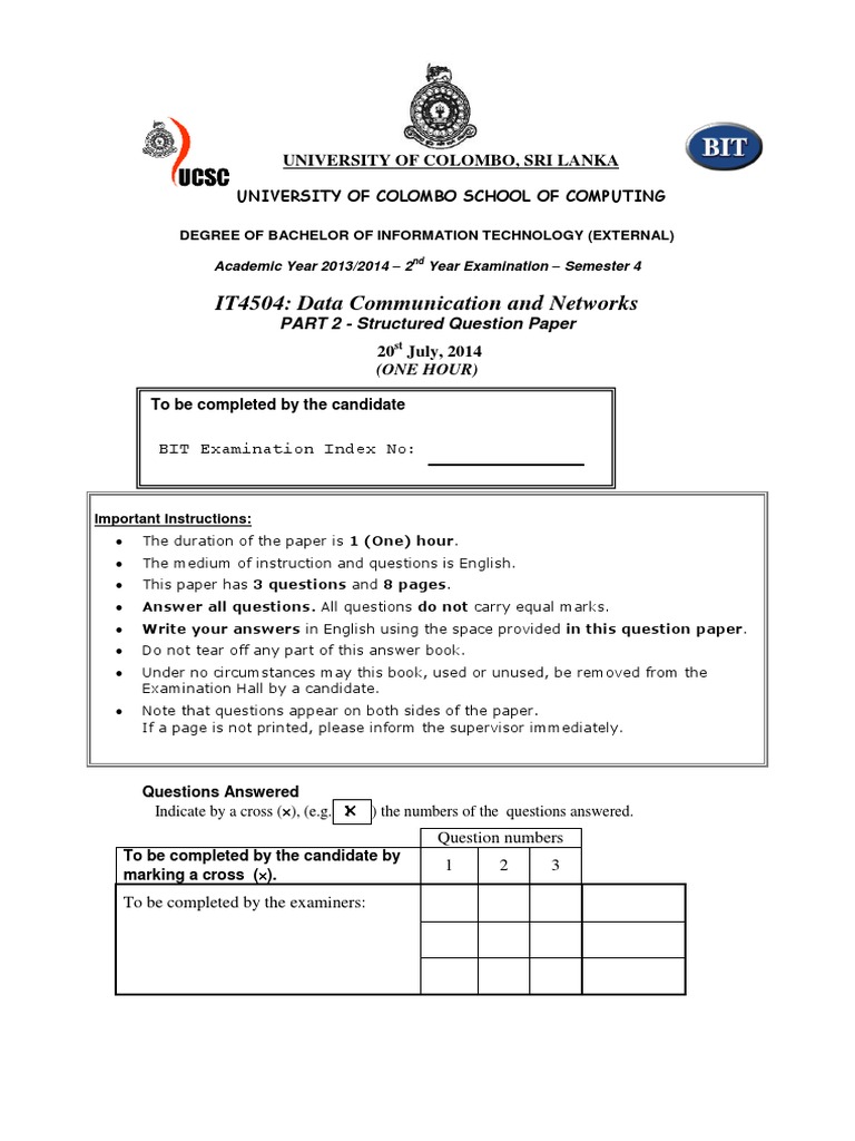 IT4504 2014 Part2 | PDF | Computer Network | Ip Address