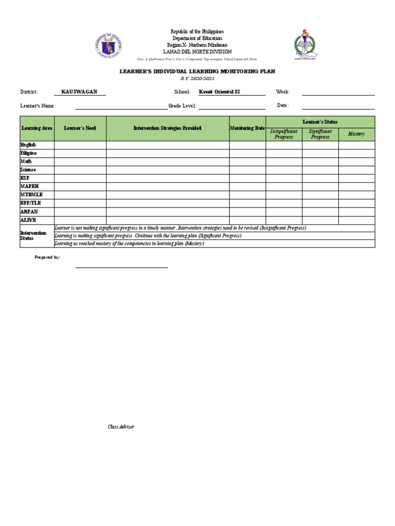 Weekly Learning Monitoring Tool | PDF | Teaching | Cognitive Science