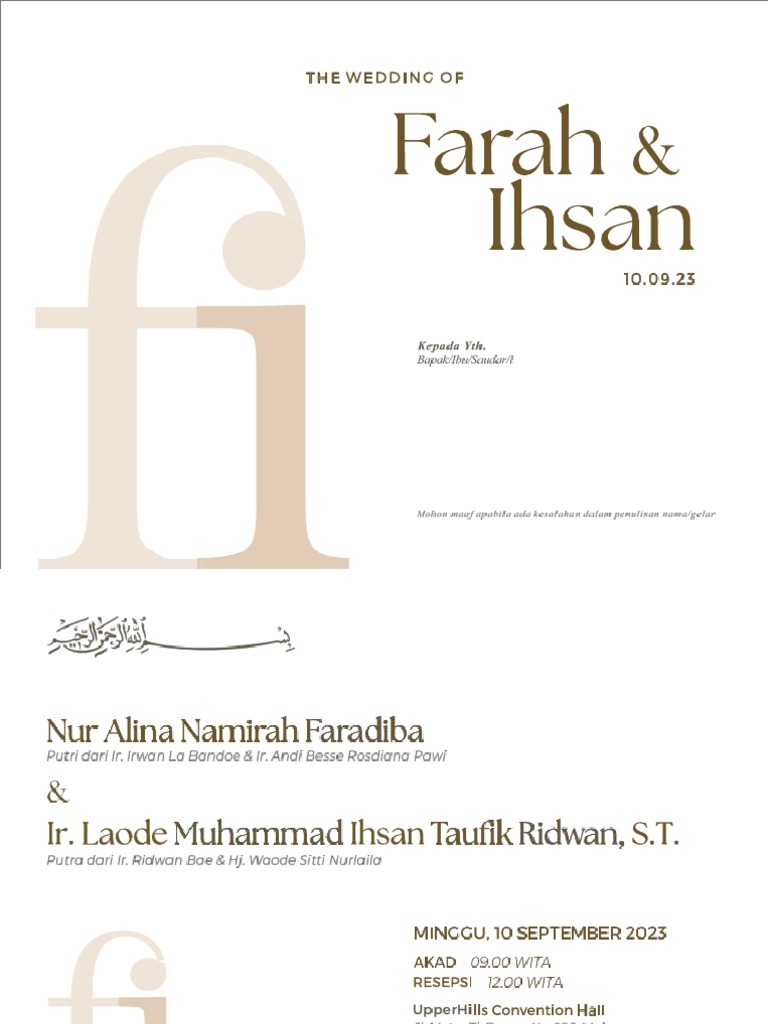 Farah & Ihsan Invitation | PDF