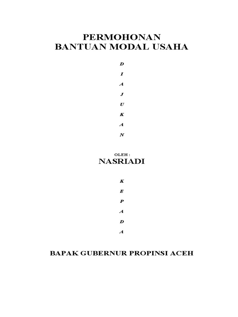 Proposal Permohonan Modal Usaha | PDF
