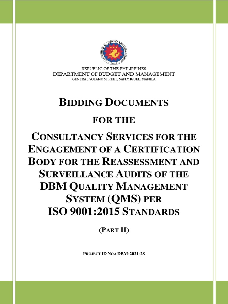 (SIGNED) Bid Doc Part 2 ISO Consultancy Project FINAL | PDF
