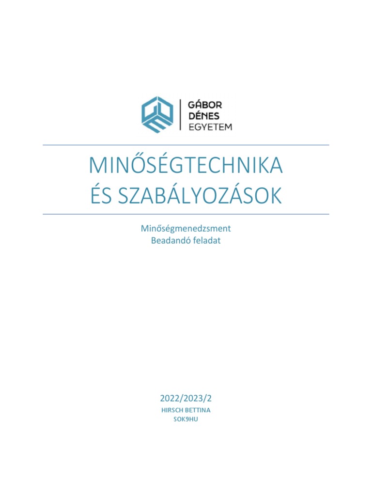 Hirsch Bettina SOK9HU Minőségmenedzsment | PDF